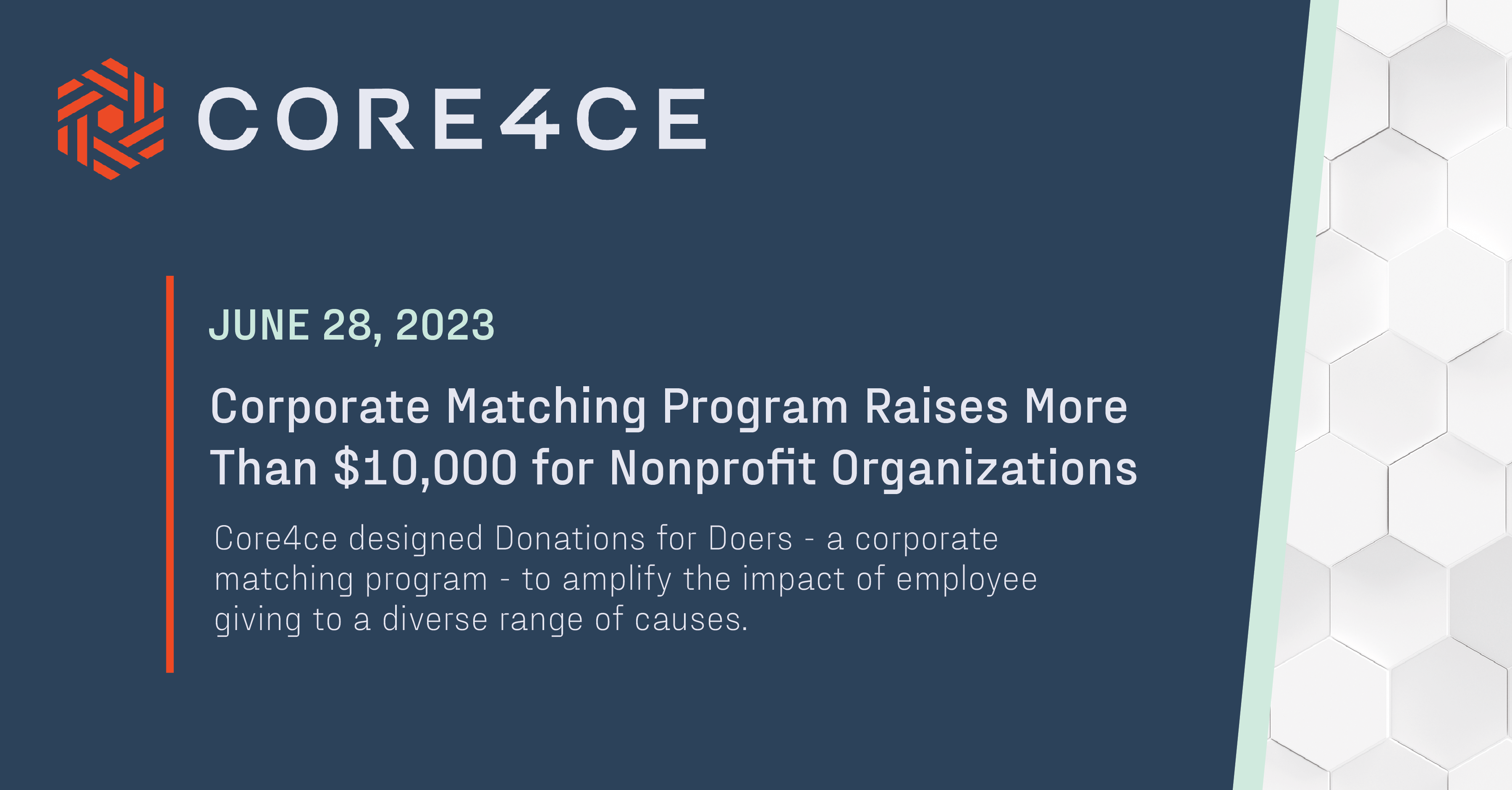 Corporate Matching Program Raises More Than $10,000 - Core4ce