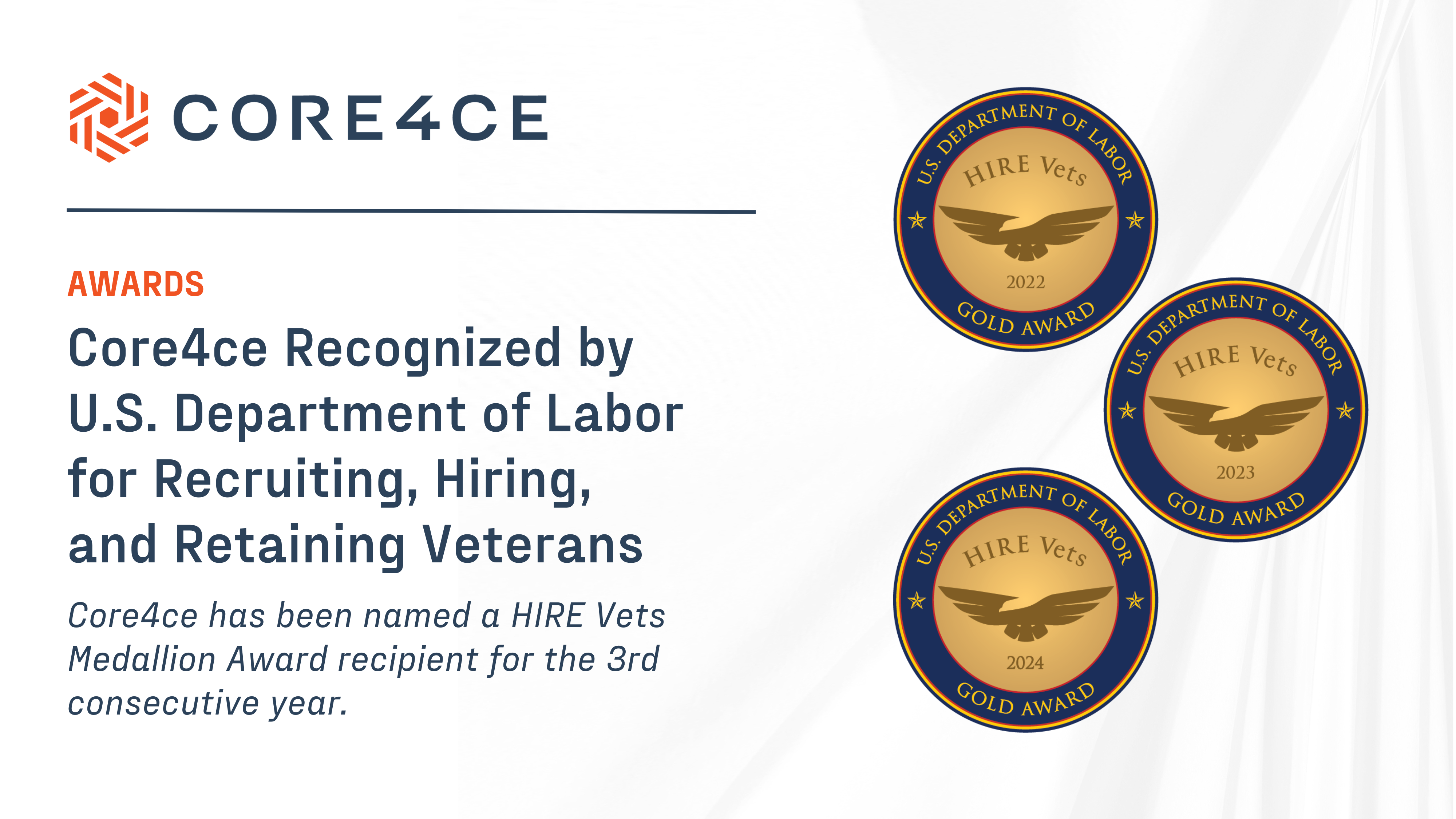 Core4ce Recognized by U.S. Department of Labor for Recruiting, Hiring ...
