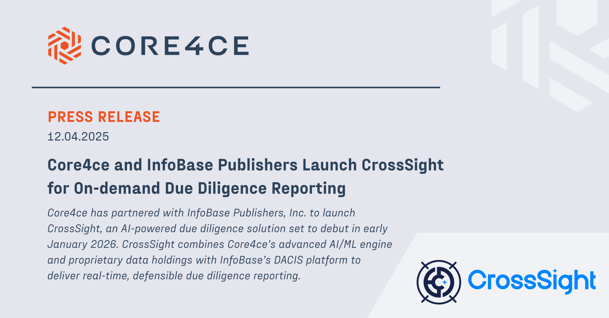 Core4ce and InfoBase Publishers Launch CrossSight for On-demand Due ...